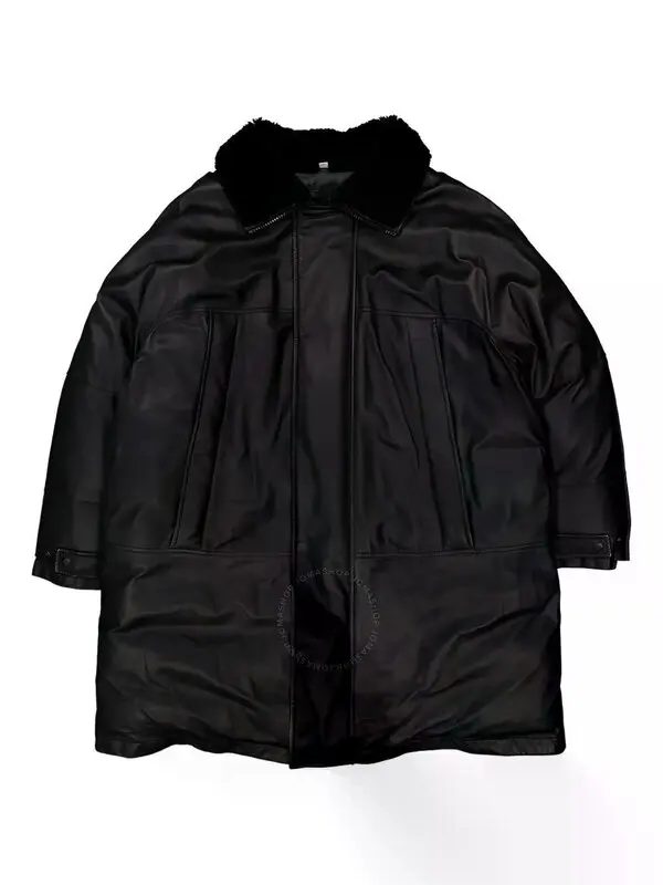 Burberry Leather Coat With Shearling Collar