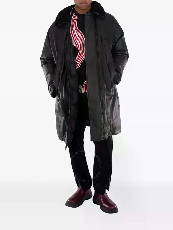 Burberry Leather Coat With Shearling Collar