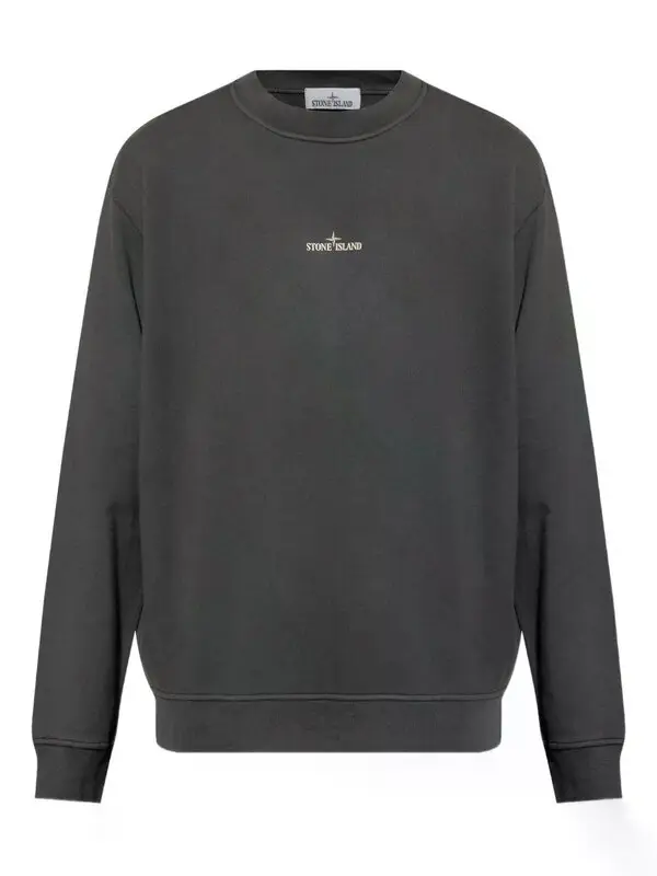 Stone Island Logo-embroidered Crew-neck Sweatshirt - Grey