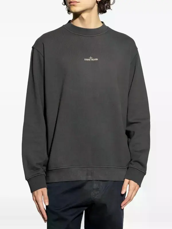 Stone Island Logo-embroidered Crew-neck Sweatshirt - Grey