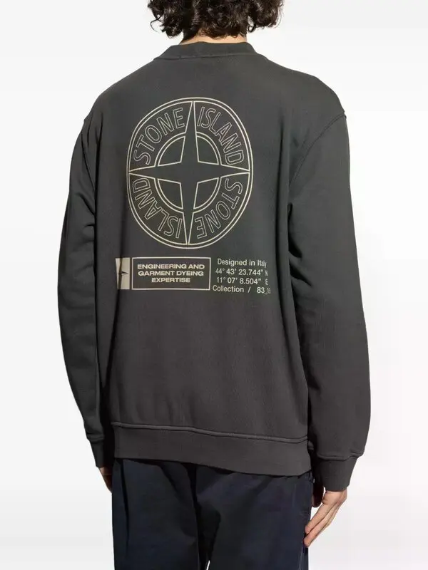 Stone Island Logo-embroidered Crew-neck Sweatshirt - Grey