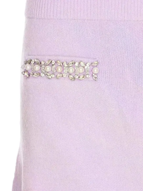 SELF-PORTRAIT Crystal-embellished Knitted Skirt - Purple
