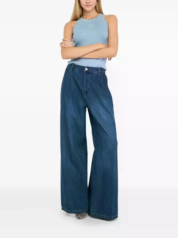 Liu Jo Ribbed-texture Logo Top - Blue