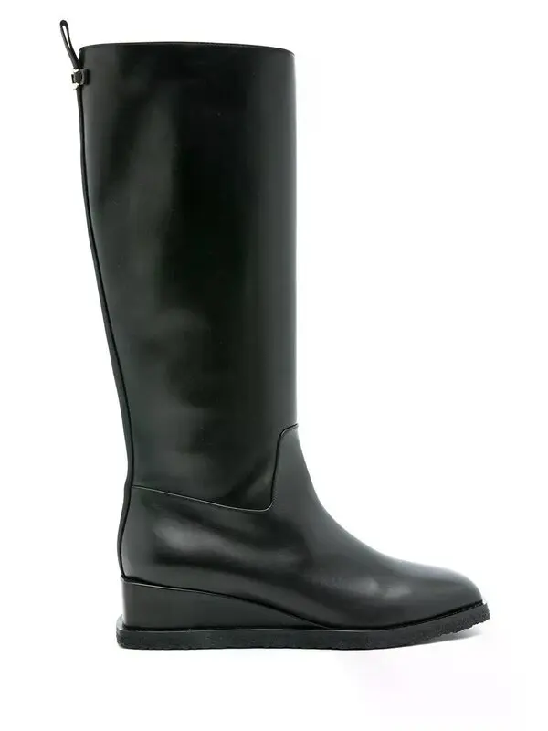 FERRAGAMO Wayde Leather Wedge Boots