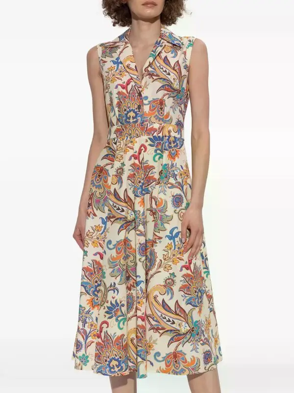 Etro Paisley-print Collared Midi Dress