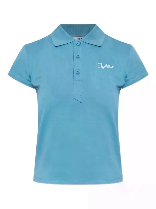 Attico Embroidered Cotton Polo Shirt - Blue