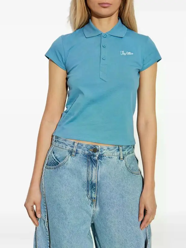 Attico Embroidered Cotton Polo Shirt - Blue