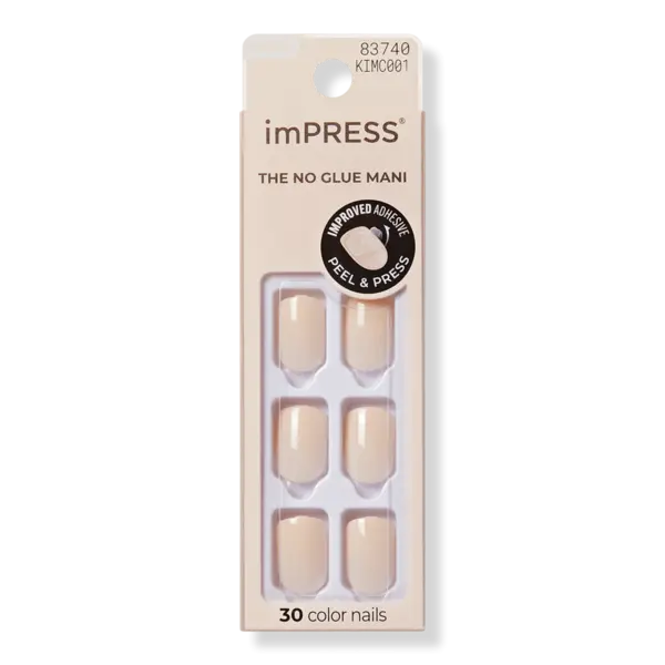 Kiss Impress Color Short Squoval Press On Nails - Point Pink