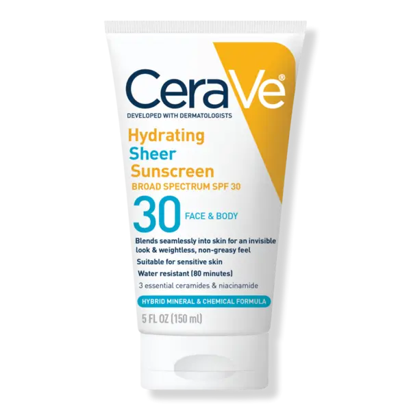 Cerave Hydrating Sheer Sunscreen Spf 30 Face & Body Lotion - One-color