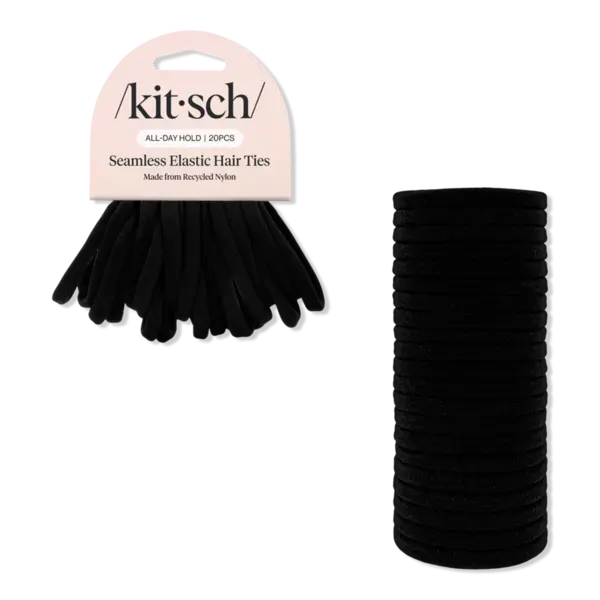 KITSCH Set Of 20 Recycled Fabric Hair Ties - Black