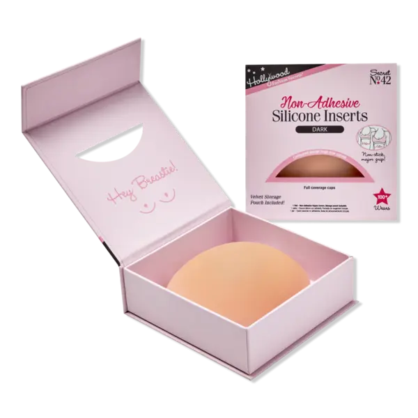 HOLLYWOOD FASHION SECRETS Non-adhesive Silicone Inserts, Nipple Concealers - Dark