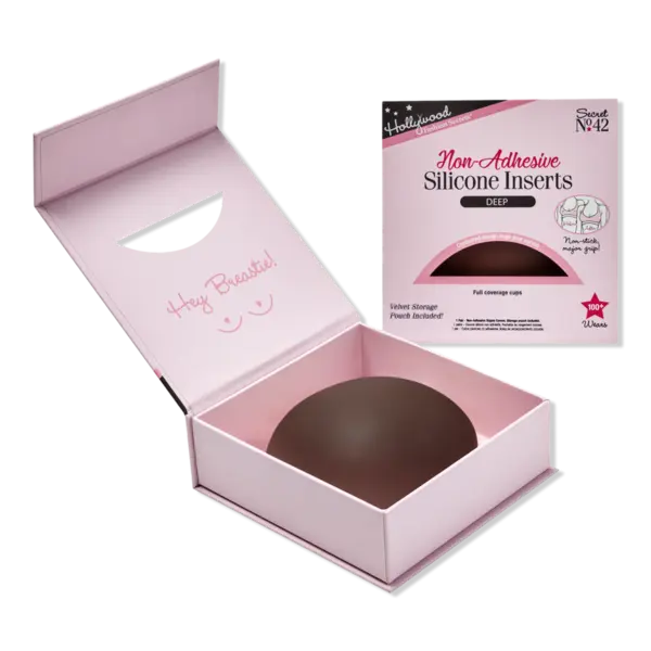 HOLLYWOOD FASHION SECRETS Non-adhesive Silicone Inserts, Nipple Concealers - Deep