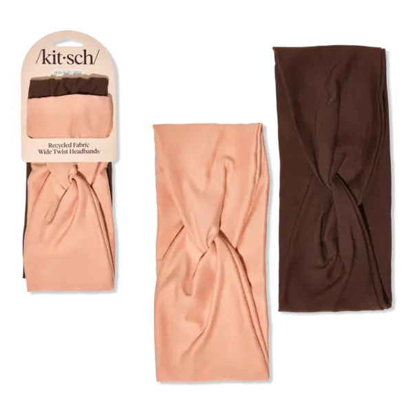 KITSCH Recycled Fabric Wide Twist Headbands 2-pc. Set - Rosewood