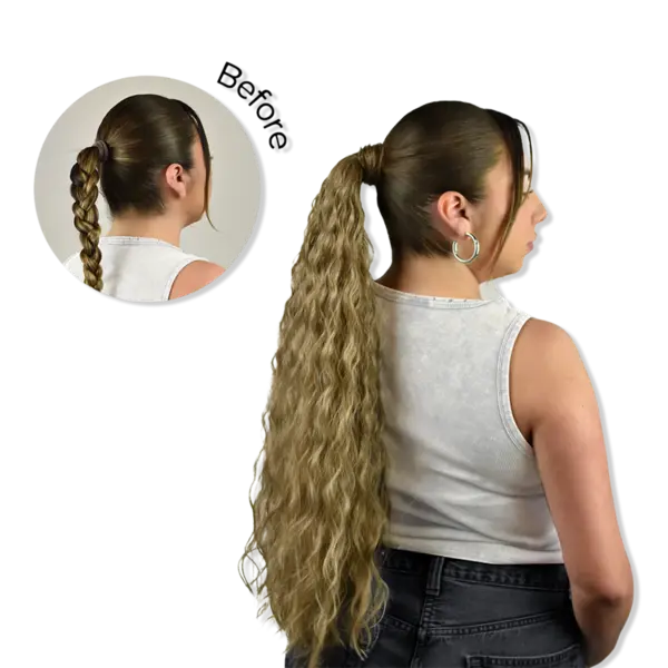 INH HAIR Shayla Extra-long Spiral Wave Ponytail - Ash Blonde