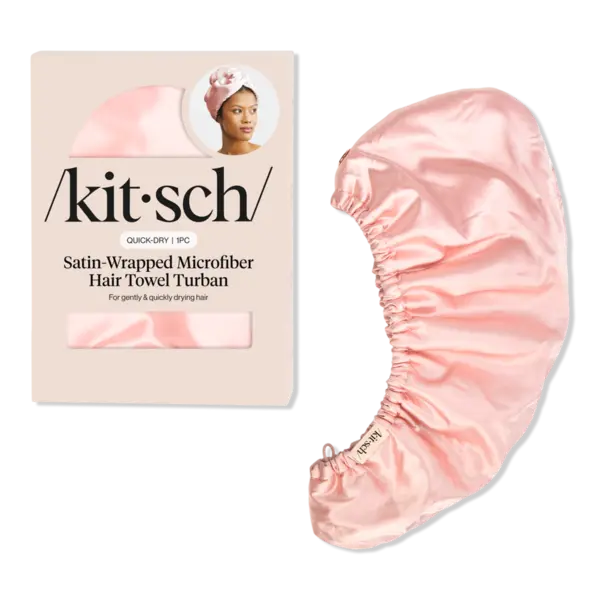 KITSCH Satin Lined Microfiber Hair Towel - Blush