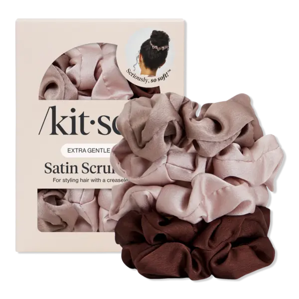 KITSCH Satin Hair Scrunchies Set Of 5 - Cameo