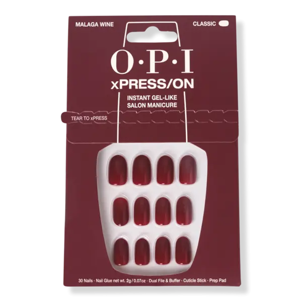 OPI Xpress/on Short Solid Color Press On Nails - Malaga Wine