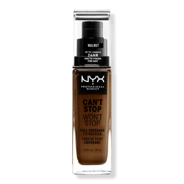 NYX PROFESSIONAL MAKEUP Can't Stop Won't Stop 24hr Full Coverage Matte Foundation - Walnut