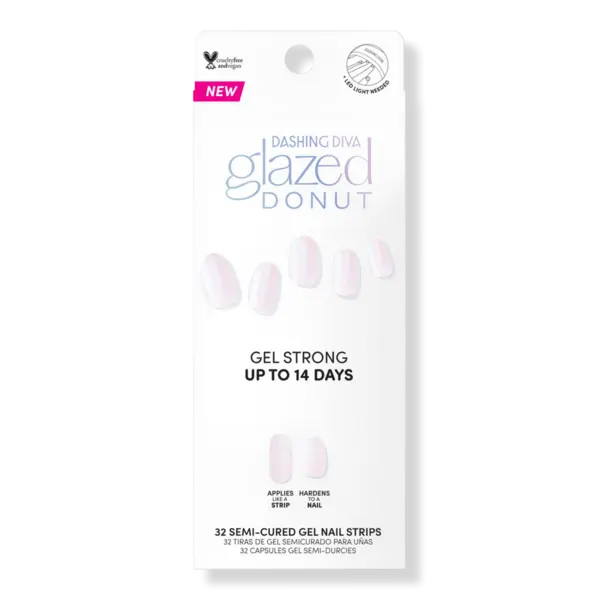 DASHING DIVA Glazed Donut Semi Cured Gel Nail Strips - Pearl Glaze