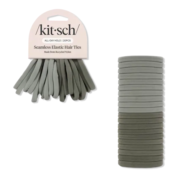 KITSCH Recycled Fabric Seamless Hair Elastics 20-piece Set - Eucalyptus
