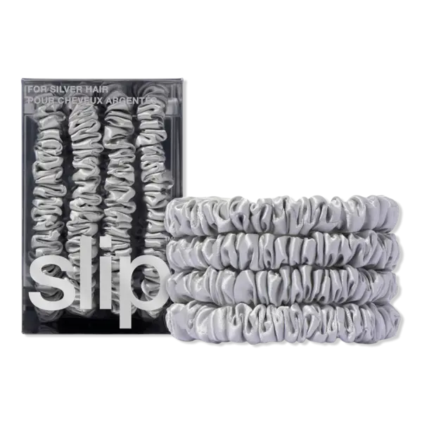 Slip Pure Silk Skinny Scrunchies Set Of 4 - Silver
