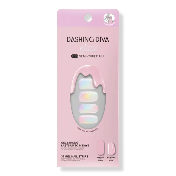DASHING DIVA Glazed Donut Semi Cured Gel Nail Strips - Cotton Candy
