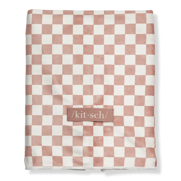 KITSCH Extra Large Quick-dry Hair Towel Wrap - Terracotta Checker