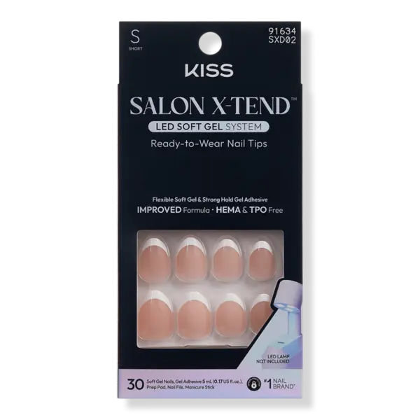 Kiss Salon X-tend Short Almond Press On Nails Led Gel Nails
