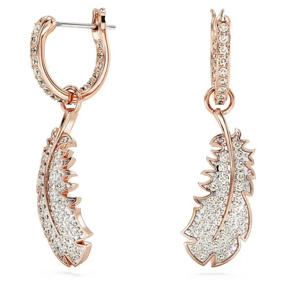 SWAROVSKI Idyllia Feather Drop Earrings - White
