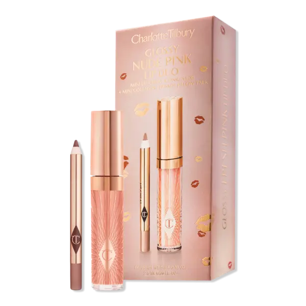Charlotte Tilbury Mini Glossy Pink Lip Gloss + Lip Liner Set - Nude Pink