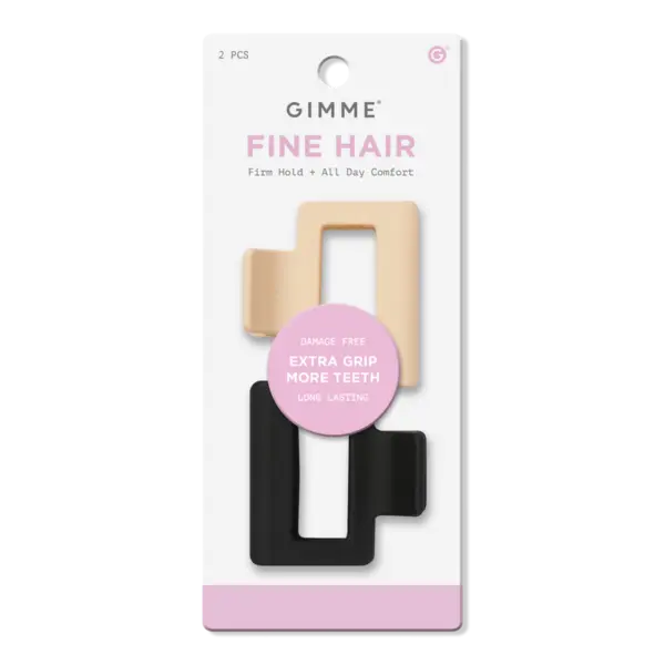 GIMME BEAUTY Fine Hair Square Claw Clip - Black/tan