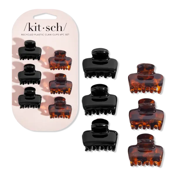 KITSCH Recycled Plastic Mini Puffy Claw Clips - Black & Tort