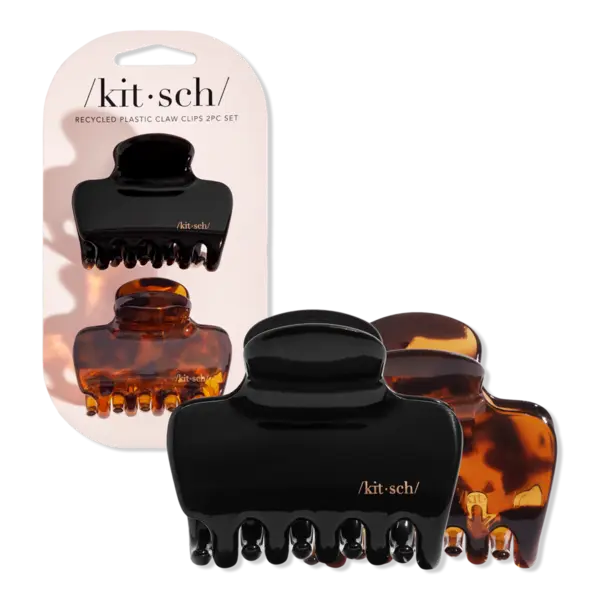 KITSCH Puffy Claw Clip Set - Black & Tort