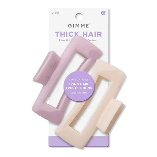 GIMME BEAUTY Thick Hair Rectangle Claw Clip - Purple/cream