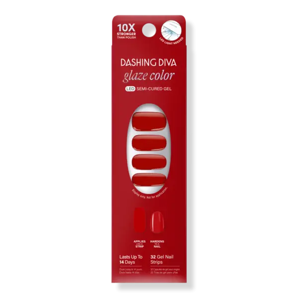 DASHING DIVA Glaze Color, Semi-cured Gel Nail Strips - Attention