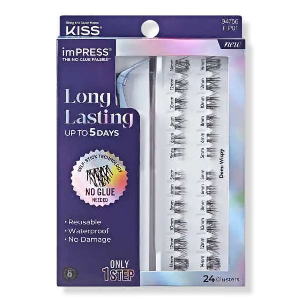 Kiss Impress Long Lasting Self Adhesive Eyelashes Demi Wispy - One-color