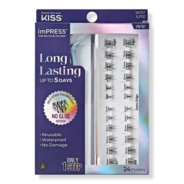 Kiss Impress Long Lasting Self Adhesive Eyelashes Demi Edgy - One-color