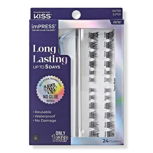 Kiss Impress Long Lasting Self Adhesive Eyelashes Demi Bold - One-color