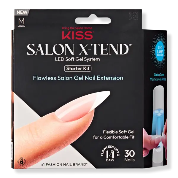 Kiss Salon X-tend Led Soft Gel System Press-on Nails Starter Kit - Pure