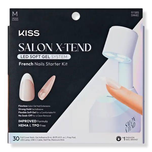 Kiss Salon X-tend Led Soft Gel System Press-on Nails Starter Kit - Pure