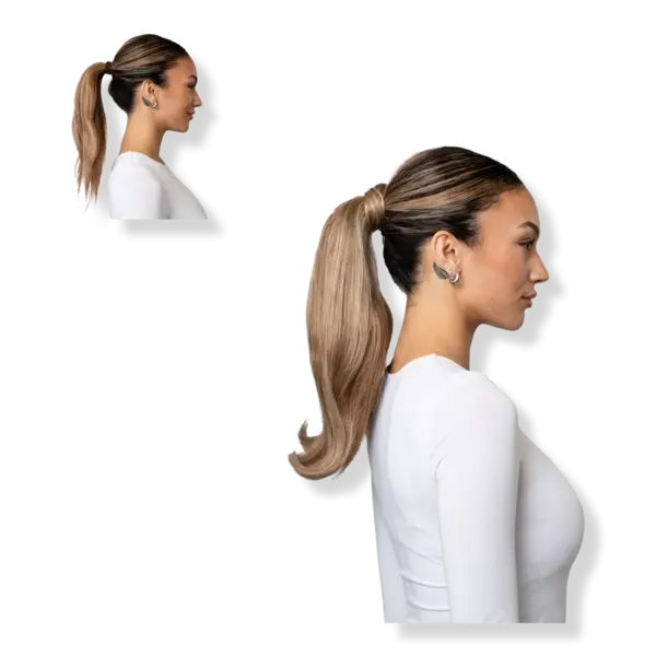 LOCKS & MANE 18" Human Hair Clip-in Ponytail - Butter Pecan