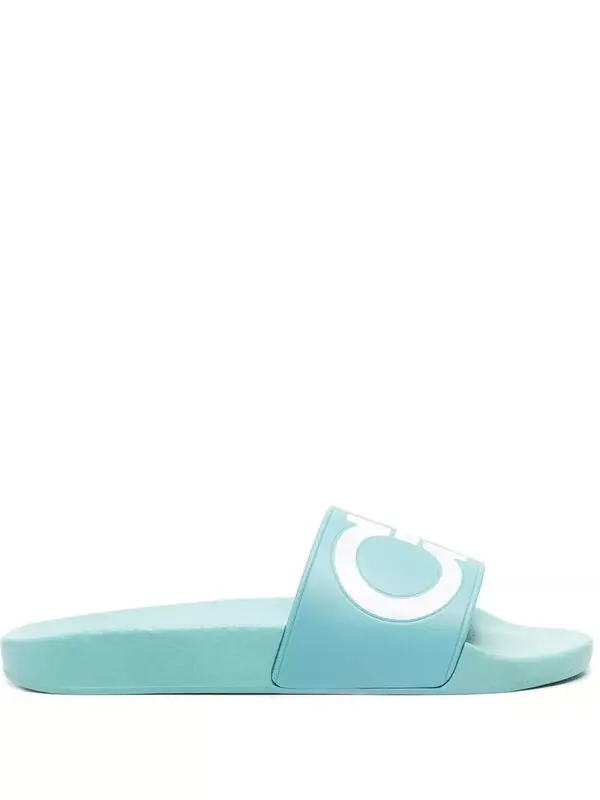 FERRAGAMO Gancini-print Slides - Blue