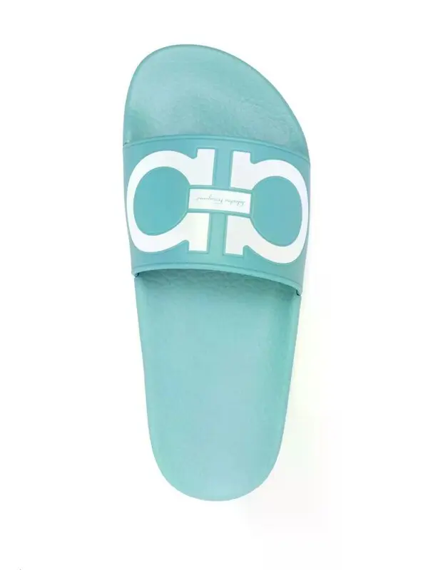 FERRAGAMO Gancini-print Slides - Blue