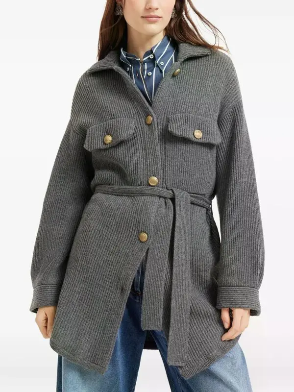 Brunello Cucinelli Ribbed Wool Belted Cardigan