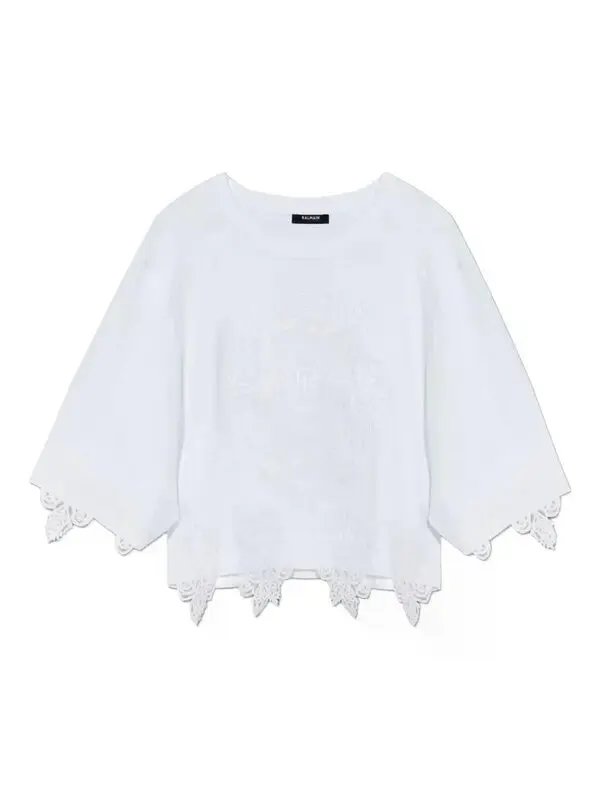 Balmain Embroidered Lace-trimmed Top