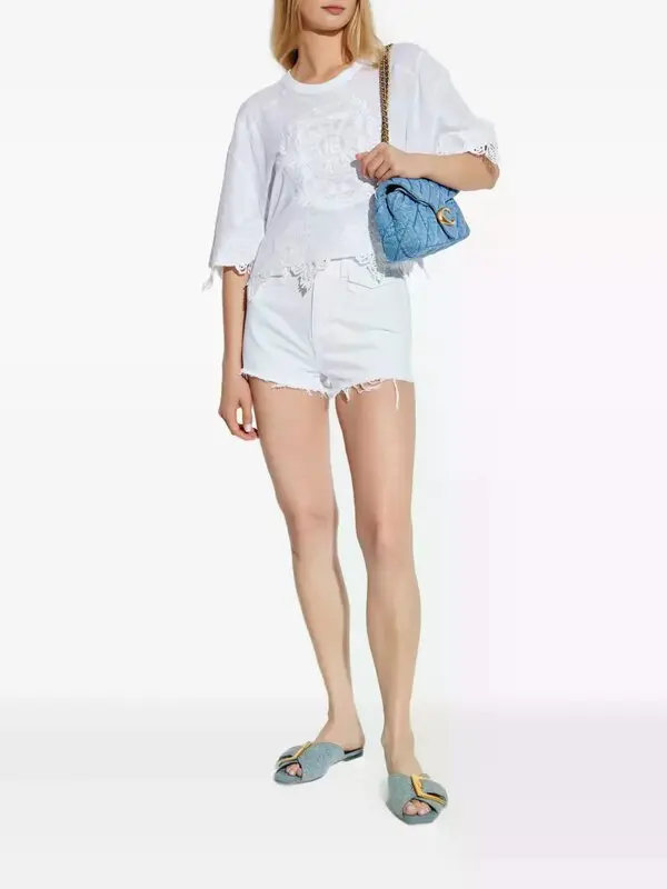Balmain Embroidered Lace-trimmed Top