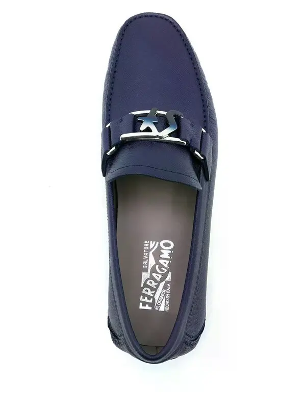 FERRAGAMO Logo Plaque Loafers - Blue