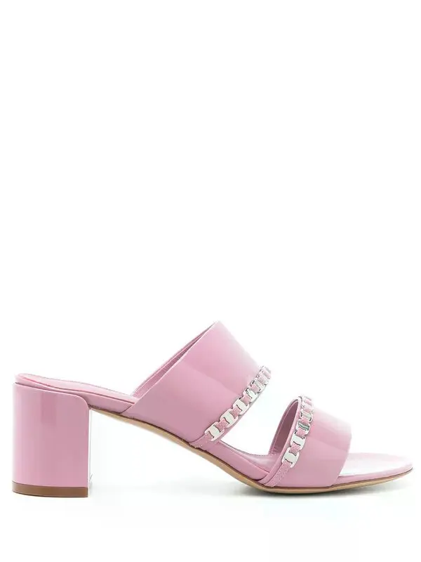 FERRAGAMO Gancini Plaque Leather Sandals