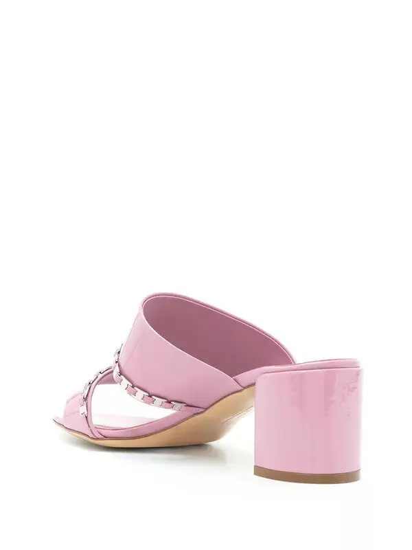 FERRAGAMO Gancini Plaque Leather Sandals