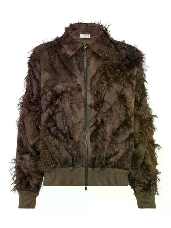 Brunello Cucinelli Feather-trimmed Bomber Jacket